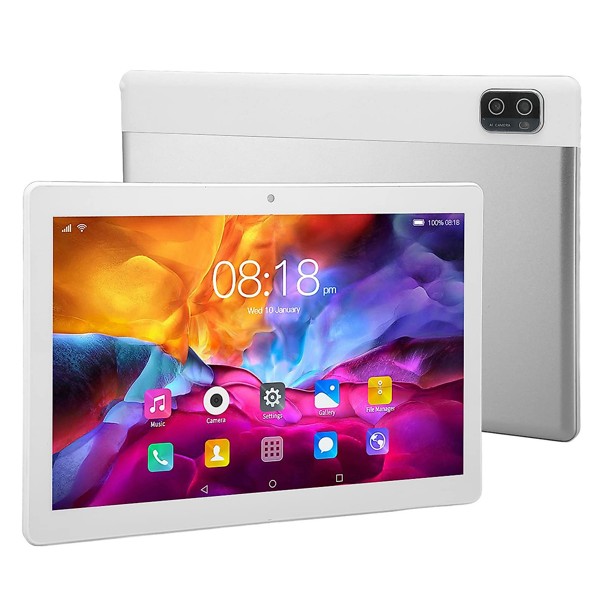 UPQRSG 10.1 Inch Tablet Silver, 5G WiFi Calling for 12 6GB 128GB Front 2MP Rear 5MP, 1960X1080 IPS HD Touch Screen with 8800Mah, MT6592 CPU 10 Cores Tablet 100?240V[US]