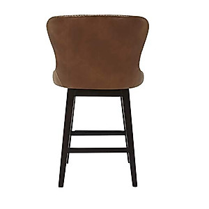 Amazon Brand – Stone & Beam Morgan Faux Leather Memory-Swivel Counter-Height Barstool, 38.2"H, Brown