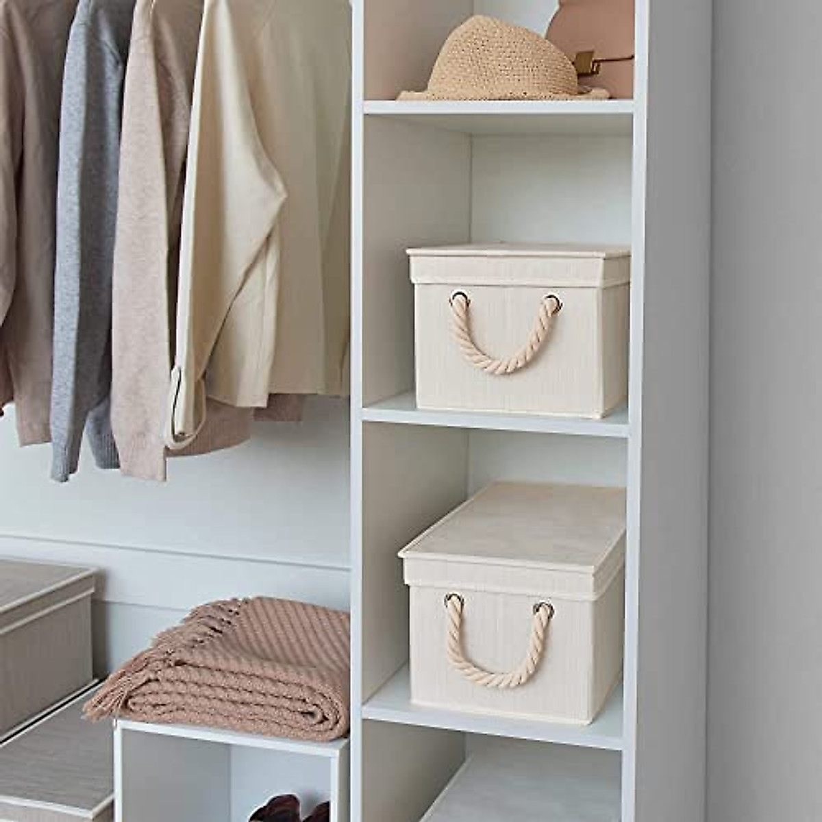 StorageWorks 5-Pack Storage Baskets For Shelves With Metal Frame, Rectangle Storage Bins