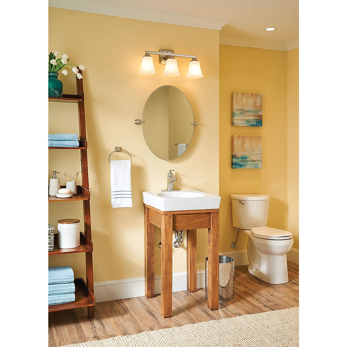 Moen Conway Spot Resist Brushed Nickel One-Handle Single Hole or Centerset Bathroom Faucet with Drain Assembly, WS84923