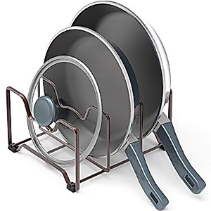 2 Pack - SimpleHouseware Kitchen Cabinet Pantry and Bakeware Organizer Rack Holder, Bronze