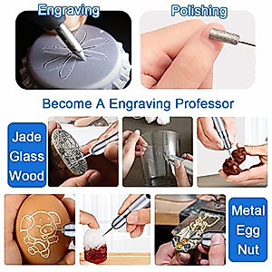 Newest USB Rechargeable Engraving Pen with 35 Bits and 4 Stencils,Mini Electric Engraving Machines Engraver Pen Etching Pen Cordless Rotary Tools Engraved Jewelry Glass Metal Wood Resin