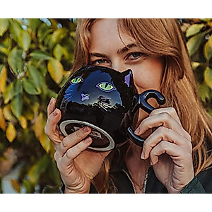 Disney Hocus Pocus Binx Black Cat Sculpted Ceramic Mug | Holds 20 Ounces