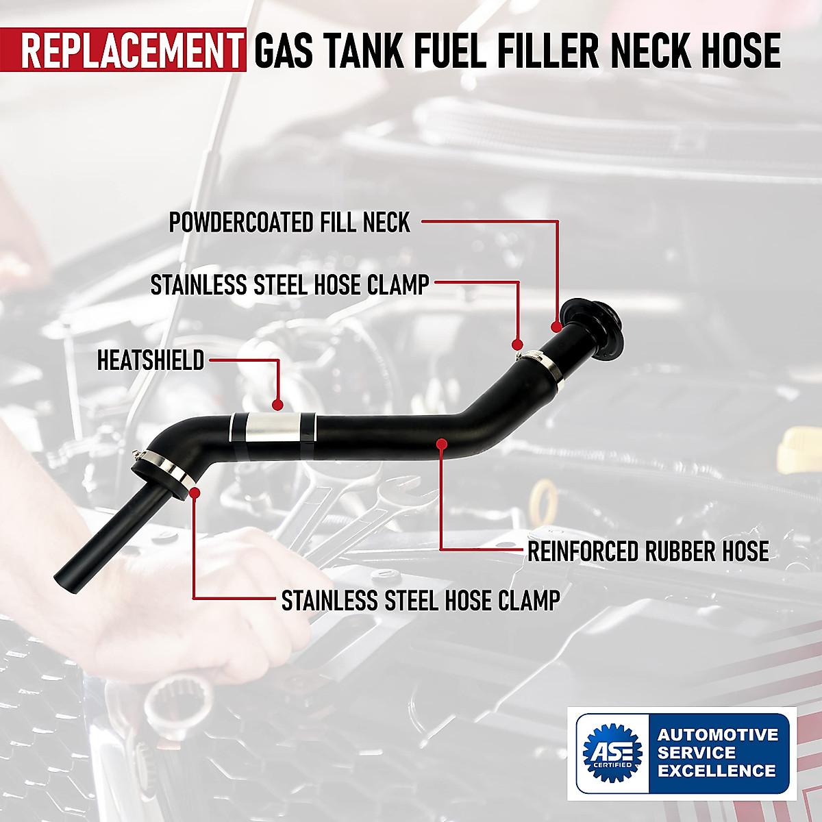 Gas Tank Fuel Filler Neck Hose - Compatible with Ford Ranger, Mazda B2300, B3000, B4000 1993-1997 Non-Flareside and Splash Model - Replaces F47Z9034P, AL5Z9034C, F47Z9034