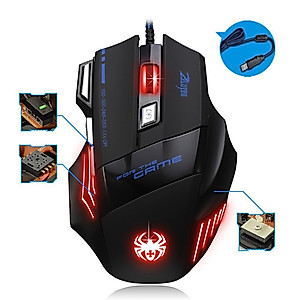 zelotes 7200 DPI 7 Buttons Professional LED Optical USB Wired Gaming Mouse Mice for Gamer