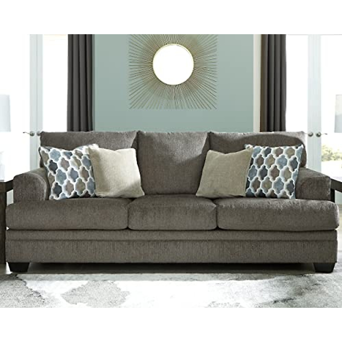 Signature Design by Ashley Dorsten Contemporary Sofa with 4 Throw Pillows, Gray