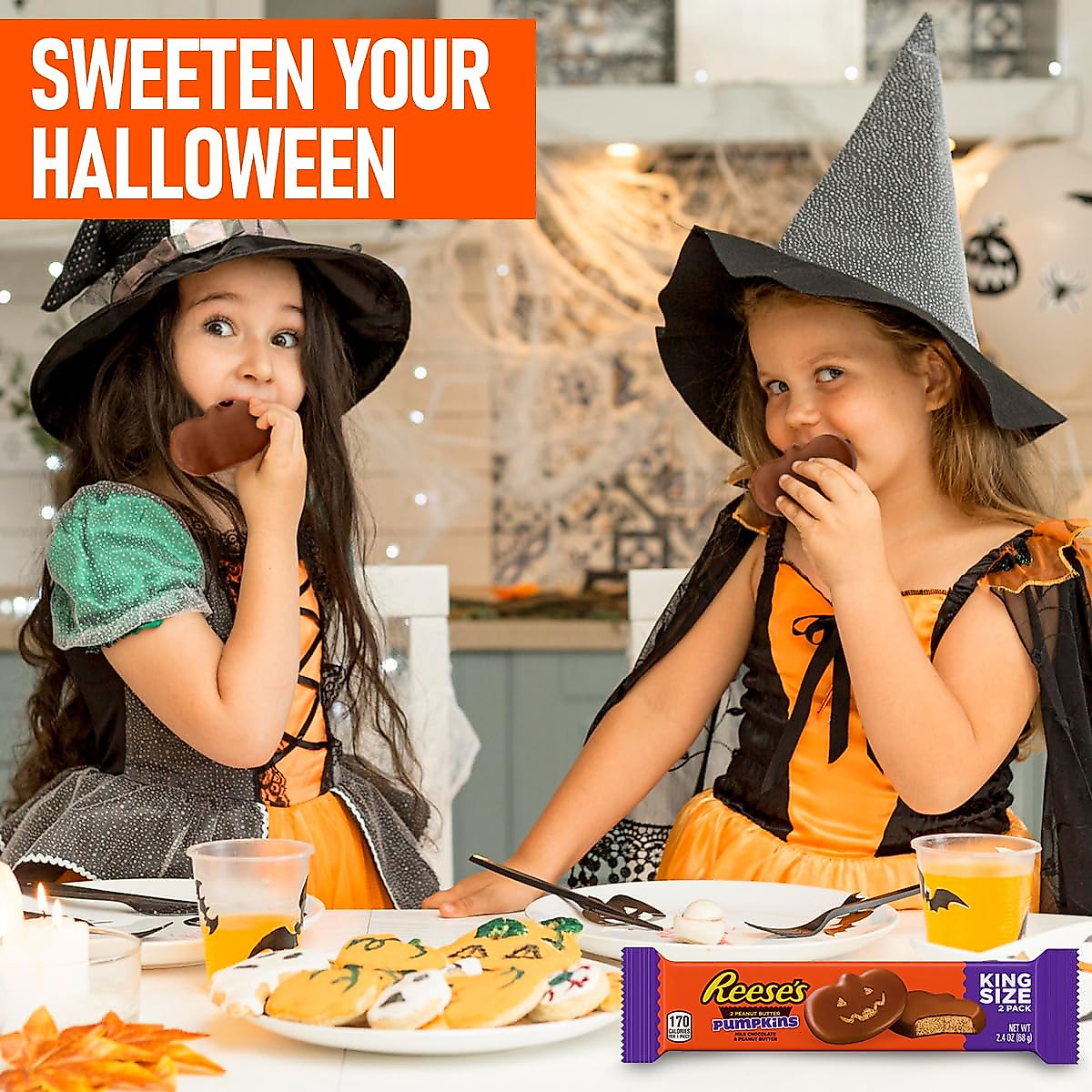 Reese’sHalloween Peanut Butter Pumpkin Cups King Size Pack of 3 - Delicious Treats ReesesHalloween Candy KingSize Bars for Spooktacular Festivities - Great for Kids and Adults 2.8 Oz, 170 Calories