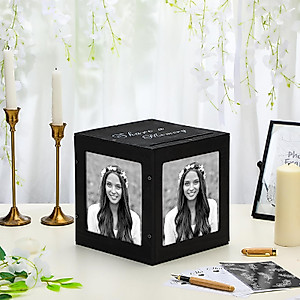 CroBlissful 50 Pcs Share a Memory Cards for Collections of Life, Memory Wooden Photo Box Cards Box with Photo Frame for Guest Funerals Memorial Service Farewell Party Supplies
