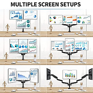 MOUNTUP Triple Monitor Stand Mount - 3 Monitor Desk Mount for Computer Screens Up to 27 inch, Triple Monitor Arm with Gas Spring, Heavy Duty Monitor Stand, Each Arm Holds Up to 17.6 lbs, MU0006