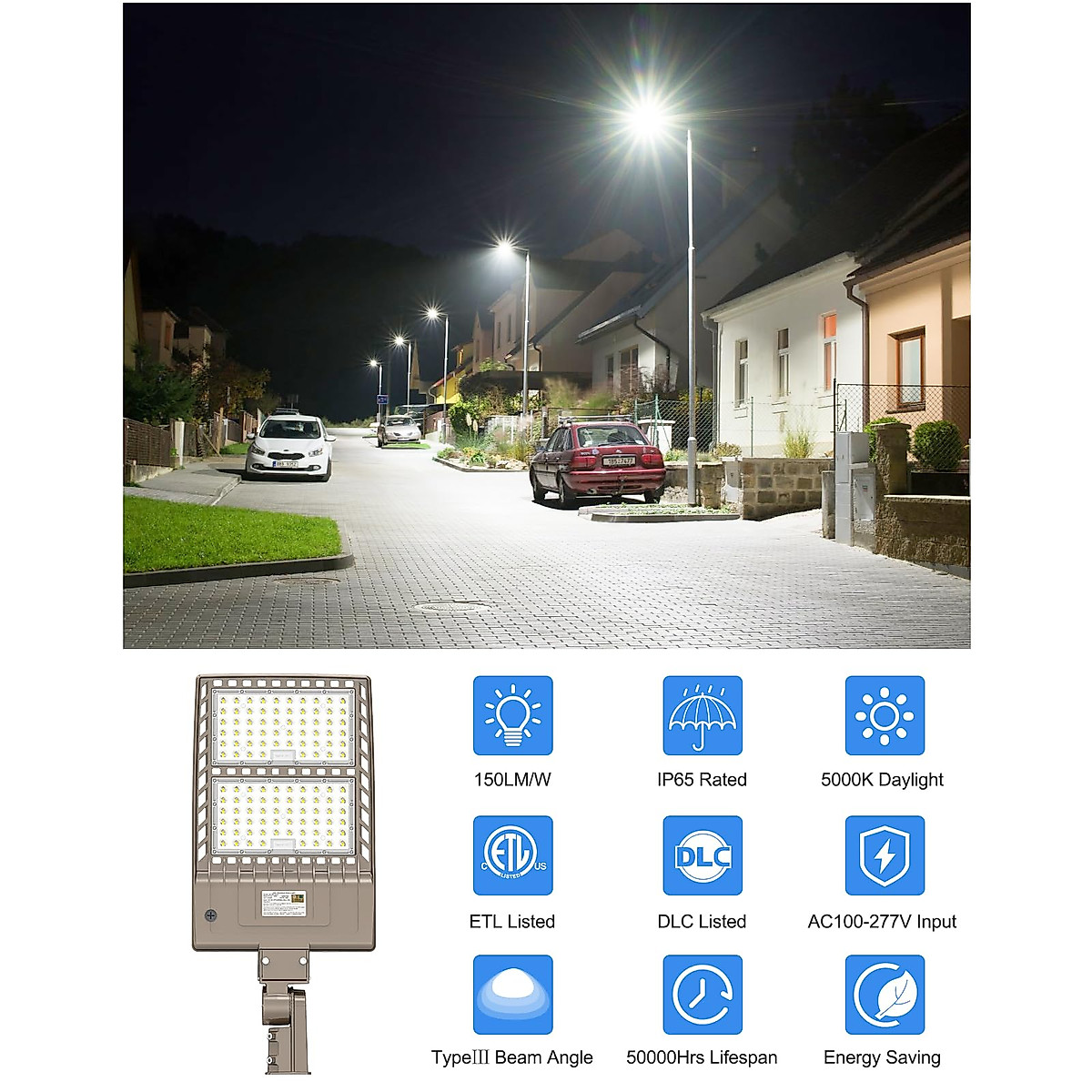 400W LED Parking Lot Light 60,000LM, DLC ETL Listed Industrial Grade LED Shoebox Parking Pole Light 5000K IP65 Waterproof Outdoor Commercial Area Lighting with Slip Fitter 110V 120V