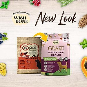 Wishbone Graze New Zealand Beef and Lamb Dry Dog Food, Gluten-Free, Grain-Free Formula for Overall Pet Health - 4 lb