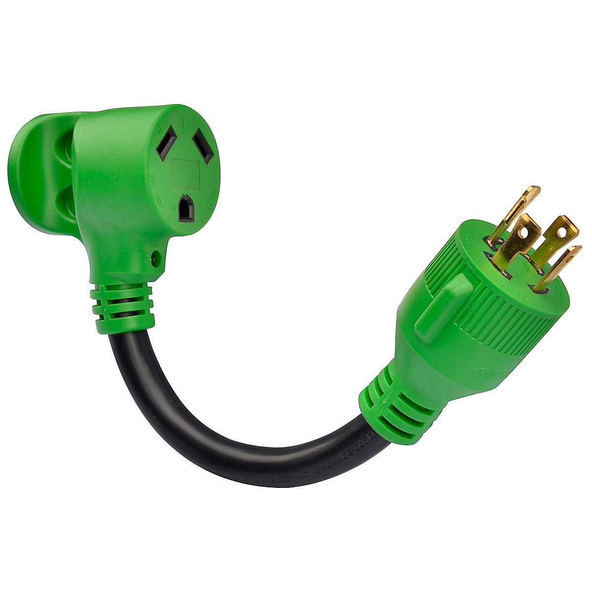 RVMATE 4 Prong 12 Inch 30 Amp to 30 Amp RV Generator Adapter Cord ETL Certified, STW 10/4, L14-30P Male Plug to TT-30R Female Connector with LED Indicator