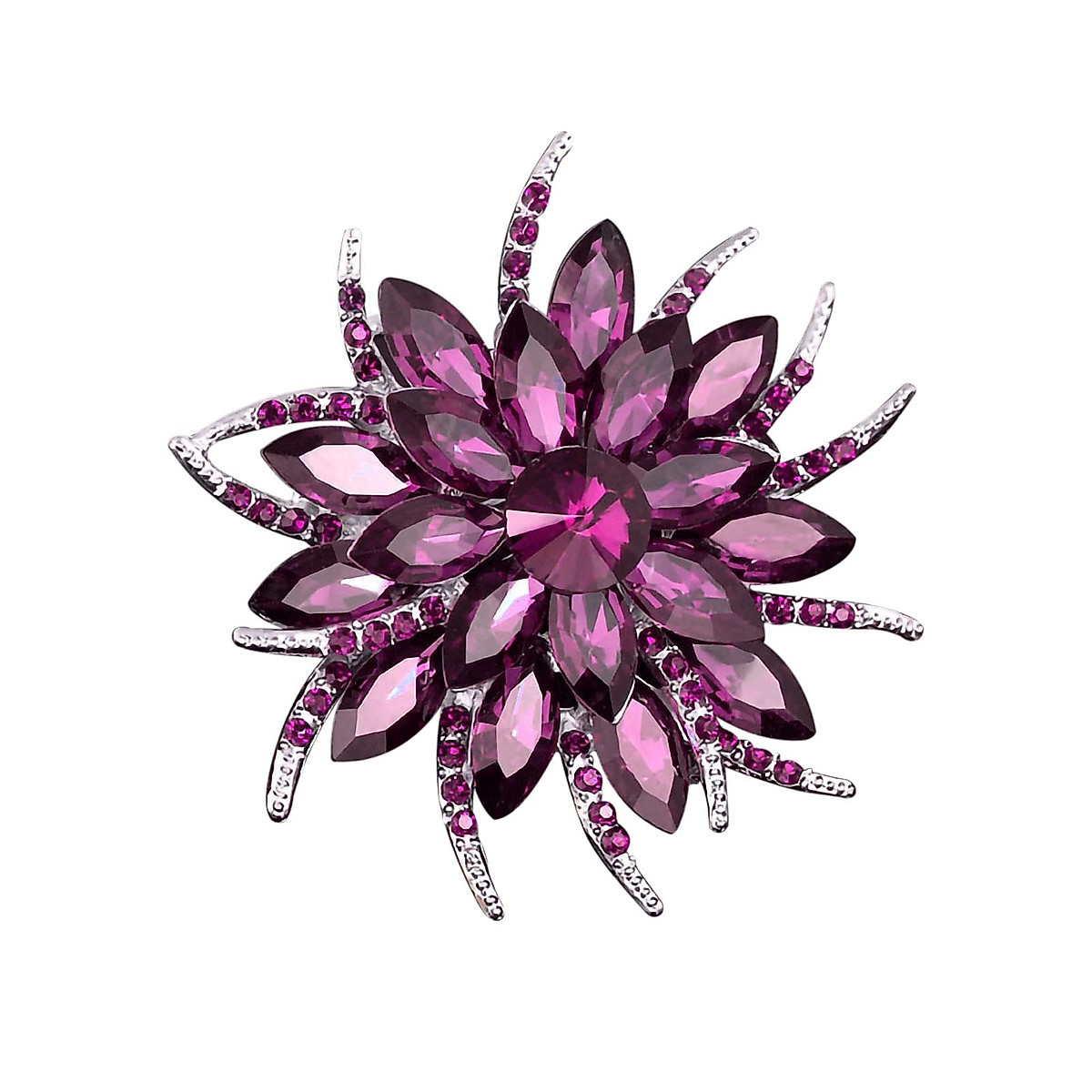 Pin Back Three Colors Gold Plated Rhinestone Crystal Bouquet Flower Scarf Pin & Brooch Turtle Brooch (Purple, One Size)