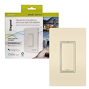 Legrand - Pass & Seymour Radiant WWRL10LACCV2 Enabled, Light Almond Smart Wi-Fi Switch