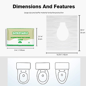 Muranana Disposable Toilet Seat Covers Paper, 50 Pcs Travel Flushable Paper Toilet Seat Covers, for Adults and Kids Potty Training Toilet Seat Paper in Public Restrooms,Airplane,Camping (22x16.5 inch)