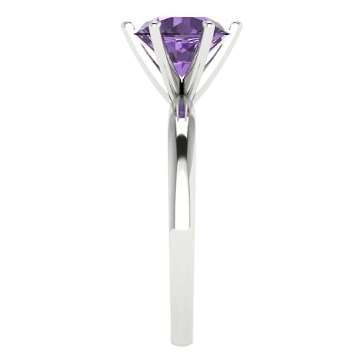 Clara Pucci 2.0 ct Round Cut Solitaire Simulated Alexandrite Engagement Bridal Promise Anniversary Ring in 18K White Gold Size 3.5