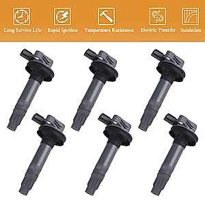 JDMON compatible with Ignition Coils Ford Lincoln Edge, Flex, F150, Explorer, Fusion, Mustang, Taurus, Taurus X, MKS, MKX, MKZ 3.5L, 3.7L V6 2007-2017 - Replaces 7T4E-12A375-EE, 7T4Z12029E Set of 6