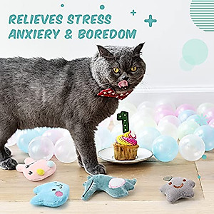 20 Pieces Catnip Toys for Indoor Cat Plush Cat Chew Toys Cute Kitten Catnip Toys Cat Pillow Toys Kitten Entertaining Toys Interactive Cat Toys in 20 Different Cute Shapes Design for Cat Kitten Kitty