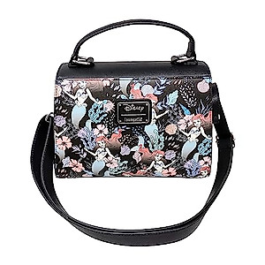 Loungefly Disney The Little Mermaid Ariel Allover Floral Print Crossbody Satchel Handbag Purse