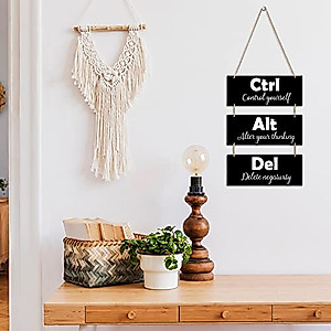 Inspirational Rustic Wall Decor Control Yourself Alter Your Thinking Delete Negativity Office Decor Motivational Wall Plaques with Sayings Wooden Wall Hangings for Home Office Wall Art (Black Backing)