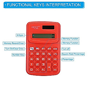 PATIKIL Pocket Size Mini Calculator, 2 Pack 8 Digit LCD Display Battery Power Handheld Calculator Small 4 Function Calculator for Office, Red