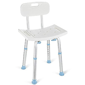 OasisSpace Bathtub Adjustable Shower Chair, Bath Stool with Removable Back 300lbs - Tool Free Anti-Slip Bench Bathtub Stool for Elderly, Senior, Handicap & Disabled