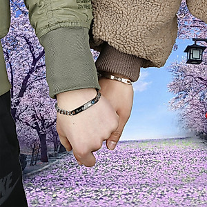 FIBO STEEL 4 Pcs Couples Bracelet for Men Women His & Her Crown Queen Bracelets Set 8mm Beads Bracelets