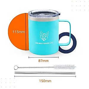 BRUNOSGOODS 12 OZ Coffee Mug, Vacuum Insulated Camping Mug with Lid, Double Wall Stainless Steel Travel Tumbler Cup, Coffee Thermos Outdoor, Powder Coated Mint