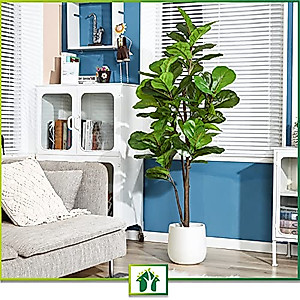 CROSOFMI Artificial Fiddle Leaf Fig Tree 65 Inch Fake Ficus Lyrata Plant with 68 Leaves Faux Plants in Pot for Indoor Outdoor House Home Office Garden Modern Decoration Perfect Housewarming Gift