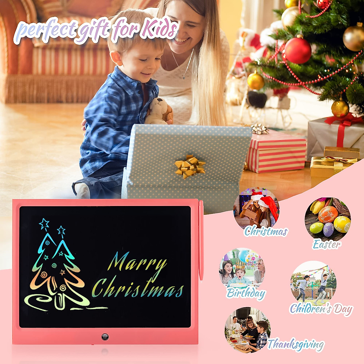 LCD Writing Tablet for Kids, 15 Inch Electronic Erasable Drawing Tablet, Toddler Learning Educational Toys Christmas Birthday Gifts for Kids Age 3+