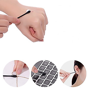 ALIOBC Disposable Cotton Swabs Stick,160 Pcs Multi Use Black Double-Headed Acne Squeezing Professional Ear Pick for Blackhead or Whitehead Nasal Gunk Removerand Clean Skin Pores