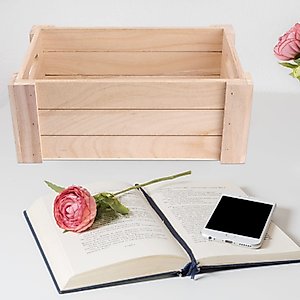 GANAZONO Wood Nesting Storage Crates with Handle Rustic Decorative Wood Crates Farmhouse Basket Distressed Storage Container Bin for Desk Sundries Display Decoration Medium