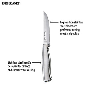 Farberware Stainless Steel Steak Knife Set, 8-Piece, Stainless Steel