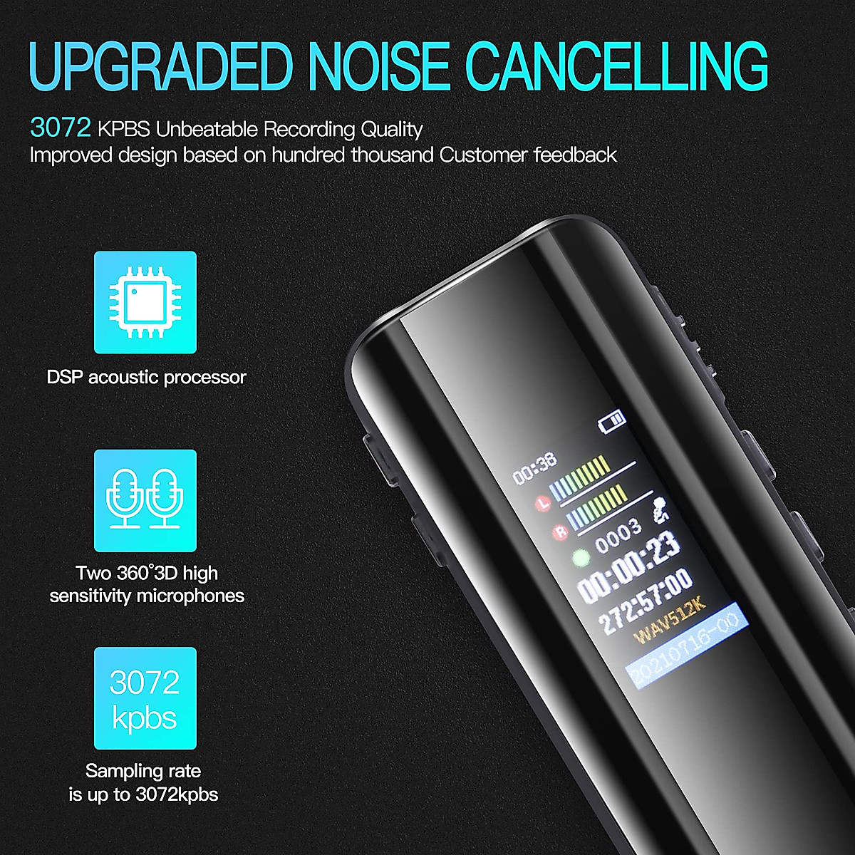 5-Star Compatible Inkjet Cartridge 64GB Professional Digital Voice Recorderr