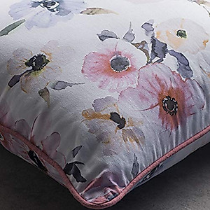 Maison d' Hermine Decorative Pillow Cover 100% Cotton, Toile Washable Cushion Cover with Invisible Zipper for Bed, Living Room, Pale Garden - White (Romantic Poppy) - Spring/Summer (18"x18")