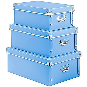 XUCHUN Foldable Storage Box with Lids，3 in 1 Set, Multiple Size Plastic Box for Clothes, Toys, Cosmetic, Books