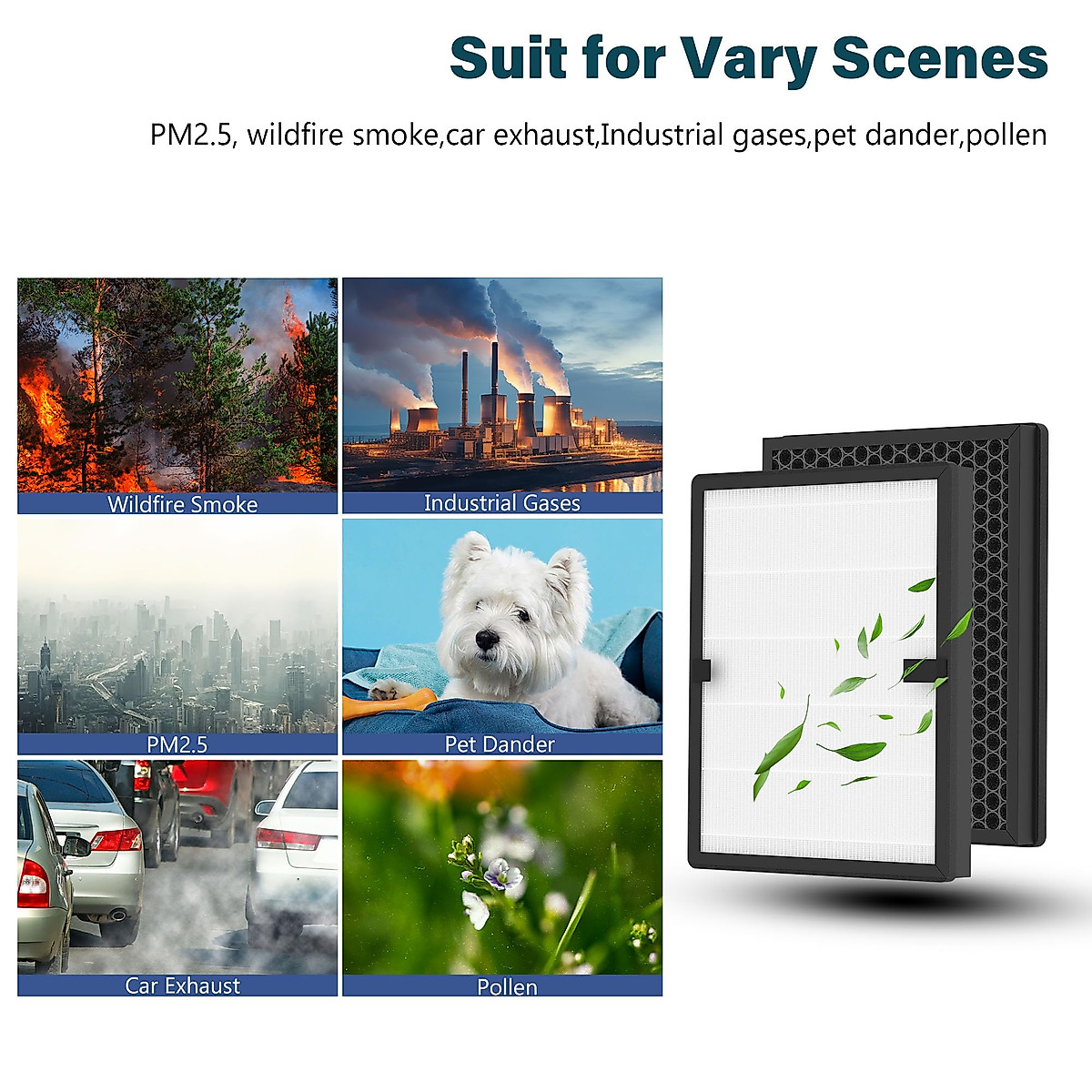 2 Packs E-200 H13 True HEPA Replacement Filter Compatible with LUNINO E-200 Air Cleaner Purifier for Home Large Room up to 1740sq.ft with Extra 4 pcs Aroma Pads