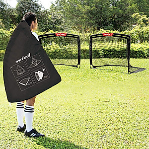 Wiel Soccer Goal, 4Ft x 3Ft Net Easy Fold-Up Training Goals W' Reflective Strips for Playing at Nightfall, Set of 2 for Family Team Kids Backyard Games