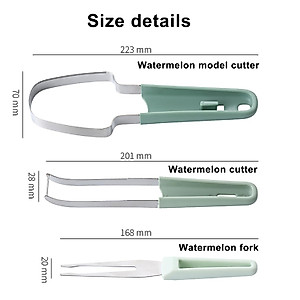 Generic 3-in-1 Watermelon Fork Slicer Cutter,2024 New Stainless Steel Fruit Cutter,Watermelon Cutter Knife Portability Fruit Fork for Camping Kitchen Gadgets, currency, Silver