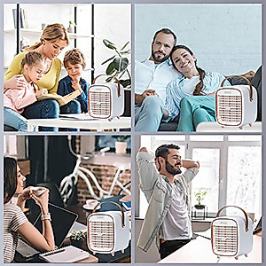 Portable Air Conditioner, Rechargeable Personal Air Conditioner, Mini Air Conditioner with 3 Speeds, Quiet Cordless Mini AC with Handle for Bedroom, Office, Dorm, Camping