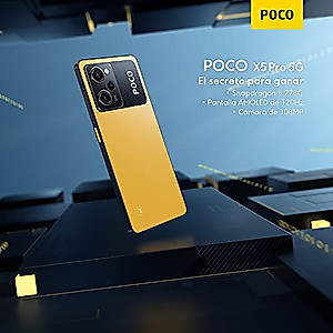 Xiaomi Poco X5 PRO 5G + 4G Volte Global Unlocked 128GB + 6GB GSM 6.67" 108 mp Triple Camera (ONLY Tmobile Mint Tello USA Market) + (Car Fast Car 51W Charger Bundle) (Yellow)
