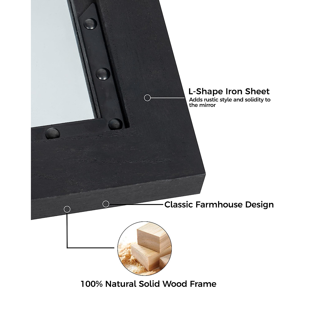 FLYJOE Medicine Cabinet Mirror 16 x 24 Inch Farmhouse Bathroom Mirror Door Paulownia Wood Storage Cabinet with Adjustable Shelves, Wall Mounted for Bathroom Living Room, Black