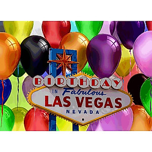 CafePress Birthday In Las Vegas Balloon Folded Greeting Card Glossy