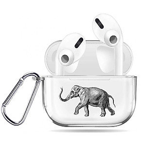Elephant Case For AirPods 2 Pro with Keychain Protective Clear Sketch Case With Carabiner For AirPods 3 AP11