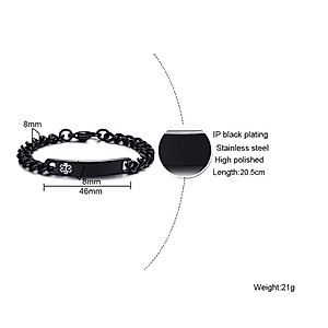 VNOX Just Throw me in The Trash Mens Womens 8MM Stainless Steel ID Tag Medical Alert Emergency Bracelet,8 inches,1 Piece