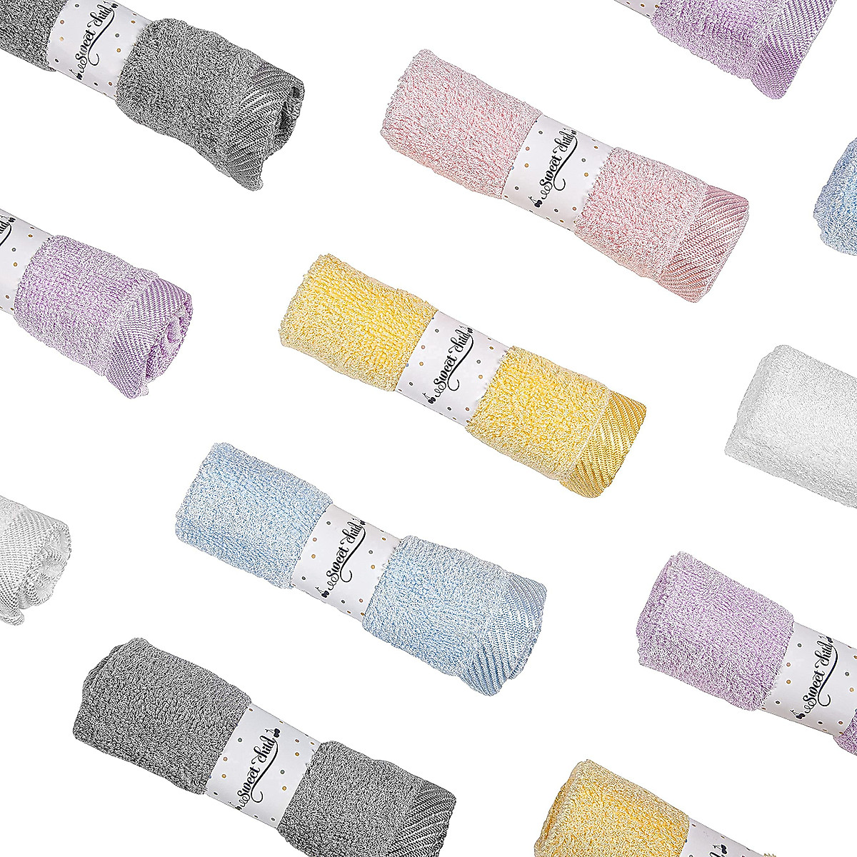 Sweet Child 8-Pack Baby Washcloths -Super Soft Rayon Washcloth, Baby Wash Cloths for Newborn,Infants and Kids, Bath Baby Towels, Body and Face Towel, Face Cloths for Washing Face