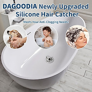 Dagoodia Shower Drain Hair Catcher, 3 PCS Silicone Collapsible Bathtub Drain Hair Catcher & Protector Tub Drain Hair Trap/Strainer Desiged for 1.47" to 1.75'' Regular Drains