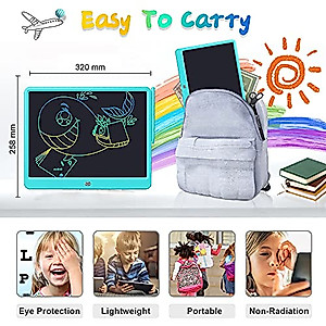 Deecam LCD Writing Tablet Doodle Board, 15inch Large Screen Drawing Pad, Electronic Graphics Tablet Doodle and Scribbler Board Toy Sketch Board Drawing Pad for Kids Boys Girls Adults (Blue)