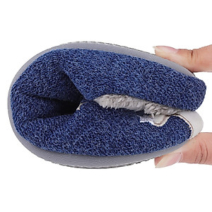 shevalues Fur Lined Animal Slippers for Kids Cute Girls Boys Unicorn Hedgehog House Shoes Fuzzy Embroidered Indoor Slippers Women, Navy Hedgehog, Size 1-1.5 Little_kid