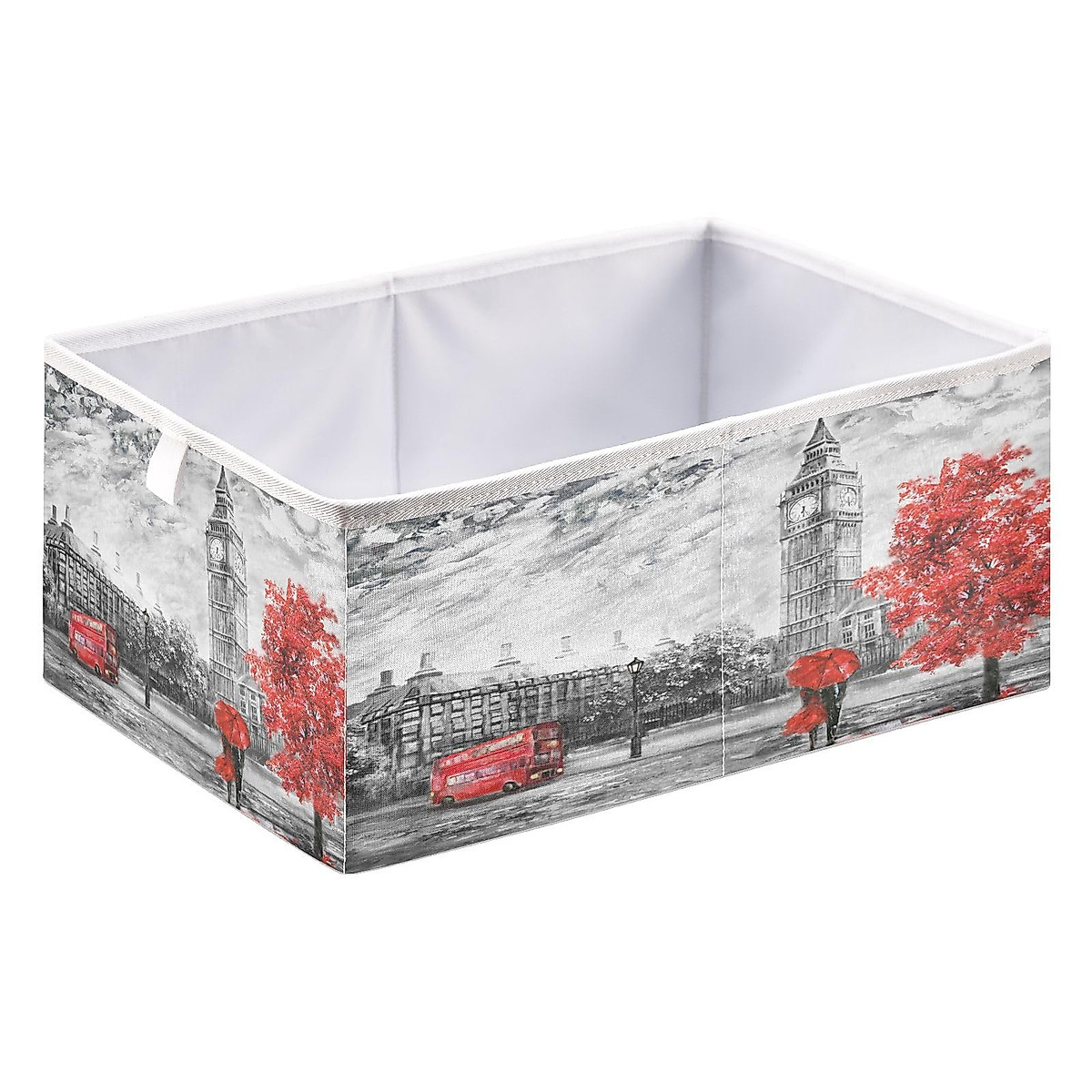 Emelivor London Rectangle Storage Bins Fabric Storage Cube Large Storage Baskets for Shelves Collapsible Cube Organizer Bins for Shelves Home Office Clothes Clothing,16 x 11inch